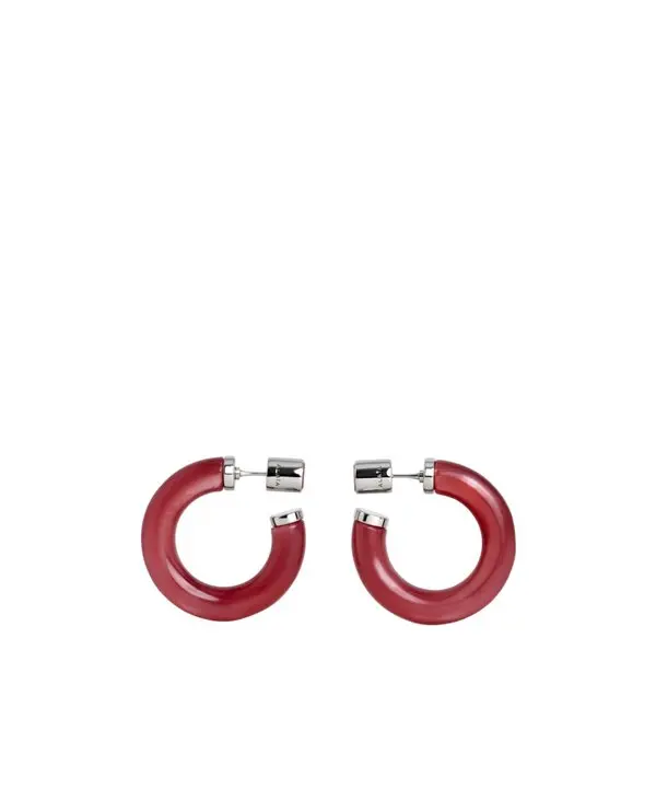 Alaïa Tubular Small Earrings - Red/silver
