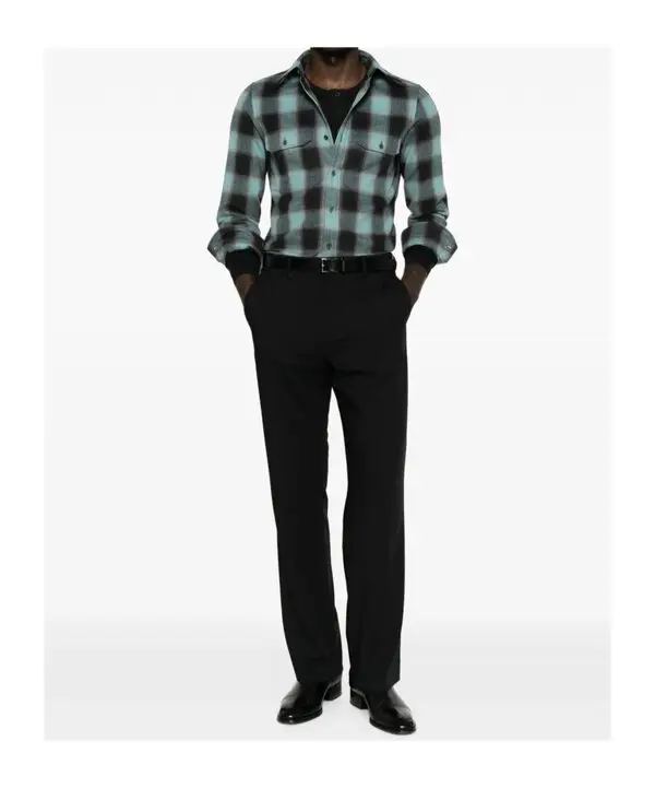 TOM FORD Plaid Long Sleeve Shirt