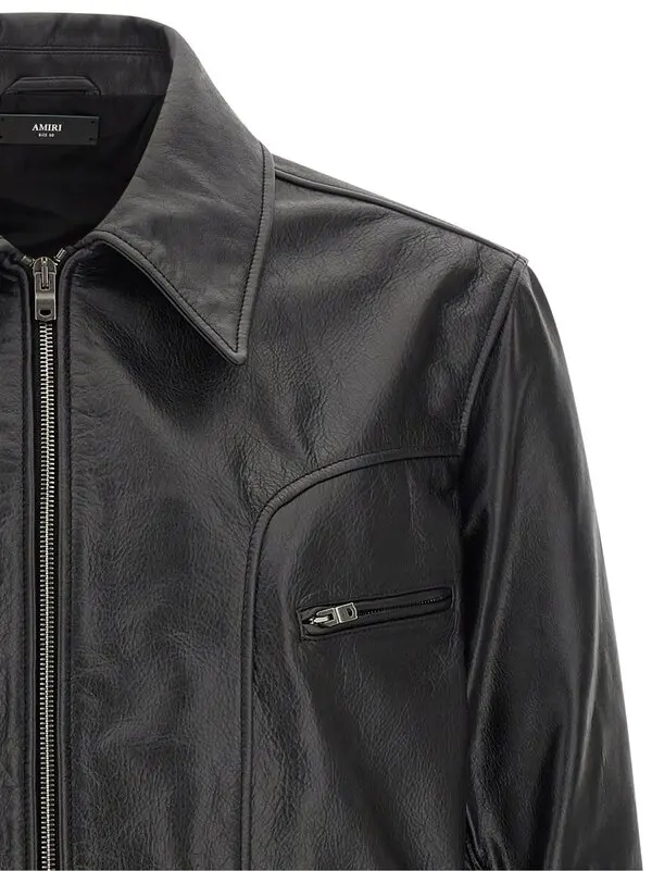Amiri Leather Jacket With Zip