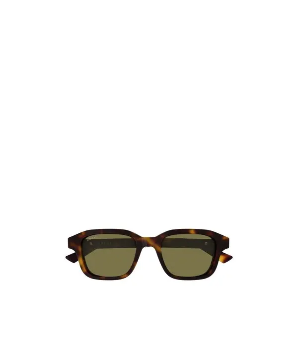 Gucci Rectangle Sunglasses - Medium Havana/green