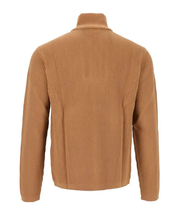 Emporio Armani Half Zip Ribbed Knitted Sweater