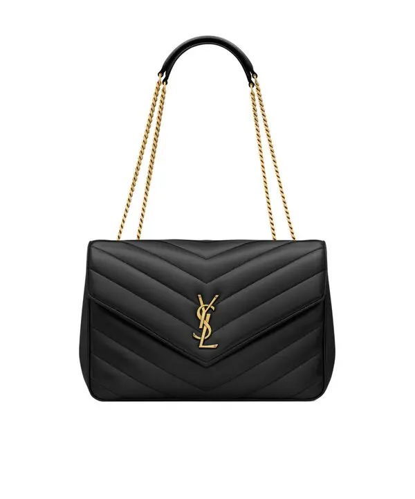 Saint Laurent Loulou Large In Matelasse Lambskin - Black