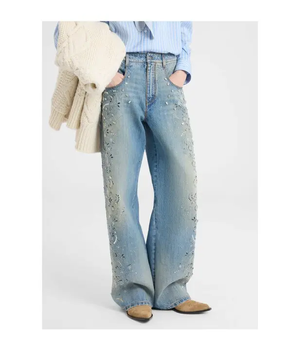 Ermanno Scervino Couture Baggy Jeans With Embroidery And Crystals