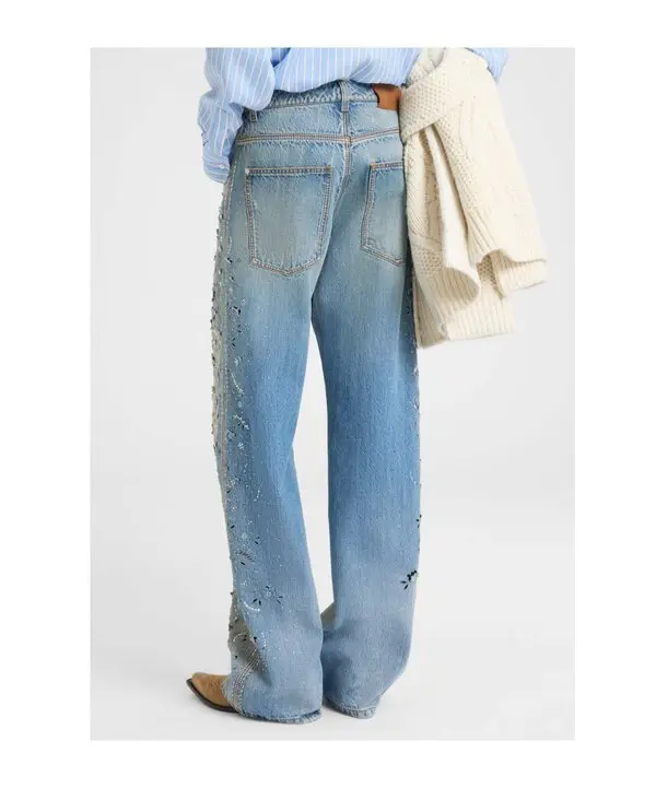 Ermanno Scervino Couture Baggy Jeans With Embroidery And Crystals