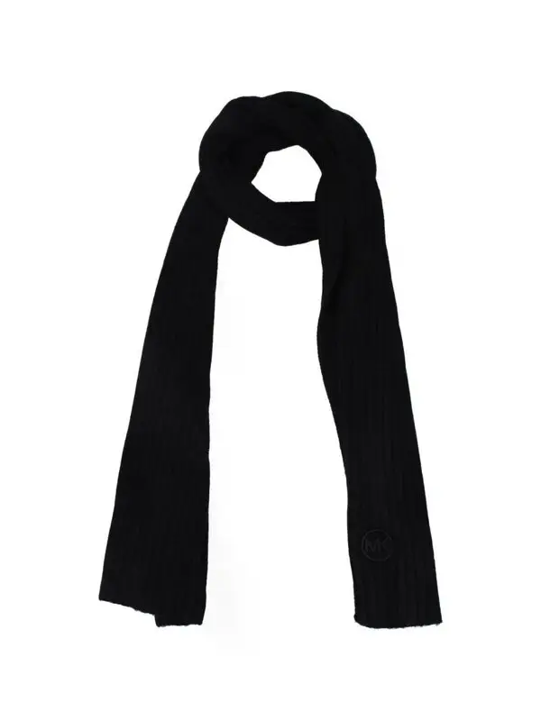 Michael Kors Ribbed Logo-patch Scarf - Black