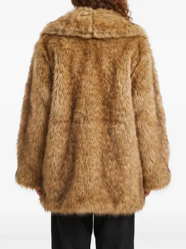 THE FRANKIE SHOP Notched Lapel Faux Fur Coat