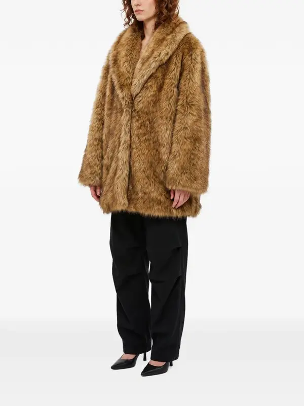 THE FRANKIE SHOP Notched Lapel Faux Fur Coat