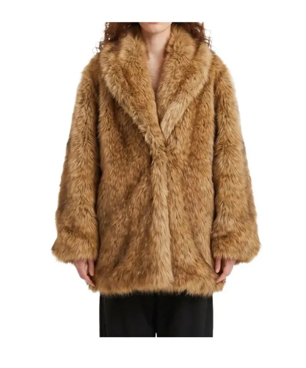 THE FRANKIE SHOP Belle Faux-fur Short Coat - Brown