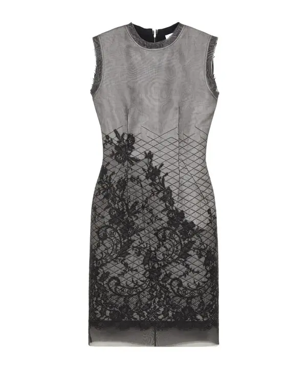 Alexander McQueen Floral Lace Shift Dress - Black