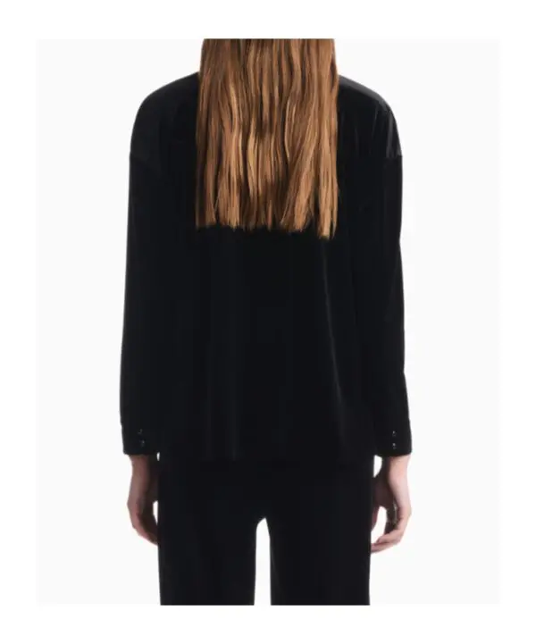 Emporio Armani Chenille Jumper With Ruffled Neckline And Button Placket