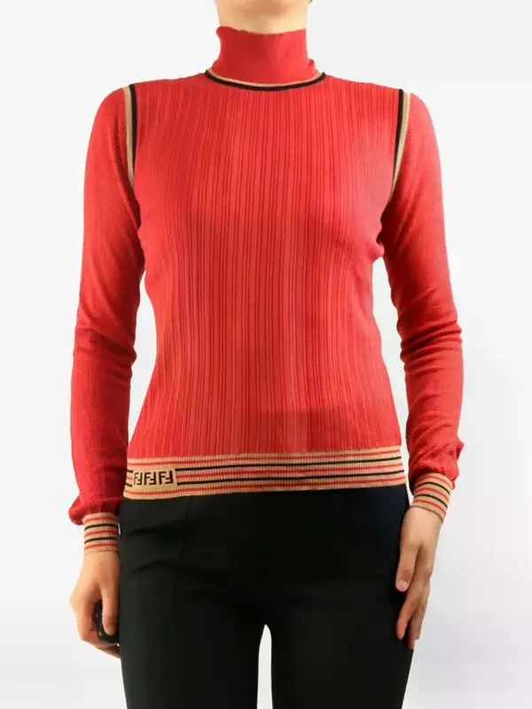 Fendi Ff Logo Ribbed-knit Sweater