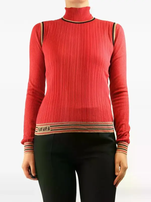 Fendi Ff Logo Ribbed-knit Sweater