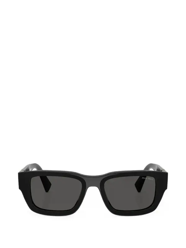 Miu Miu Logo-plaque Rectangle-frame Sunglasses - Black