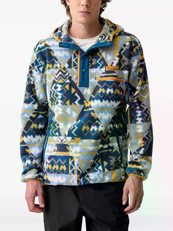 Columbia Helvetia Geometric-pattern Fleece Hoodie - Blue