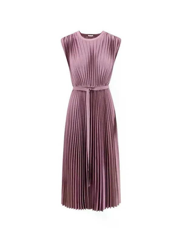 JOSEPH Volta Pleated Belted Midi Dress - Purple