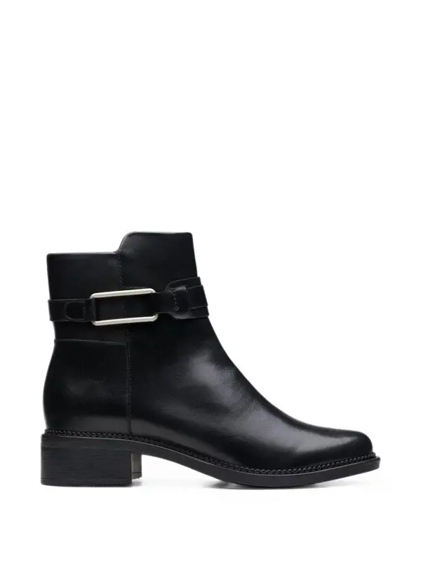 Clarks Maye Bella Leather Ankle Boots - Black