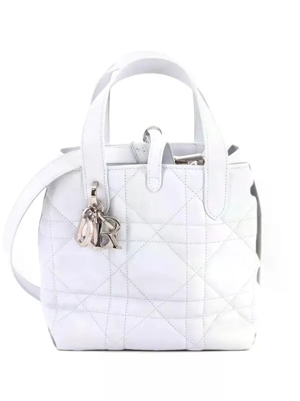 Dior Toujours Vertical Macrocannage Quilt Calfskin Small Tote Bag - Blue