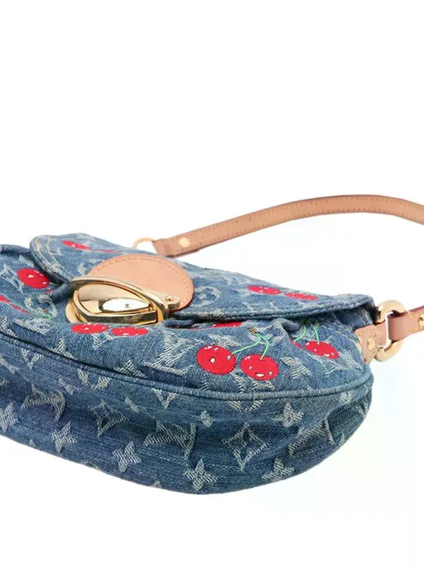 LOUIS VUITTON 2010-2026 Takashi Murakami Monogram Denim Cherry Sunset Shoulder Bag