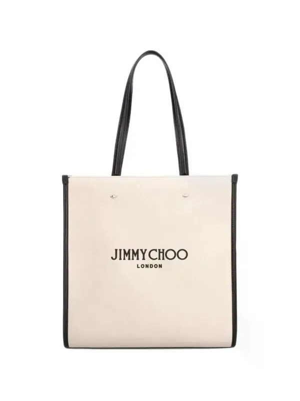JIMMY CHOO Logo-print Canvas Tote Bag - Neutrals