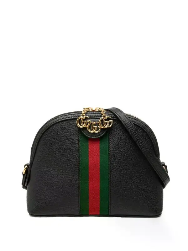 Gucci 2016-2026 Small Calfskin Web Ophidia Dome Crossbody Bag - Black