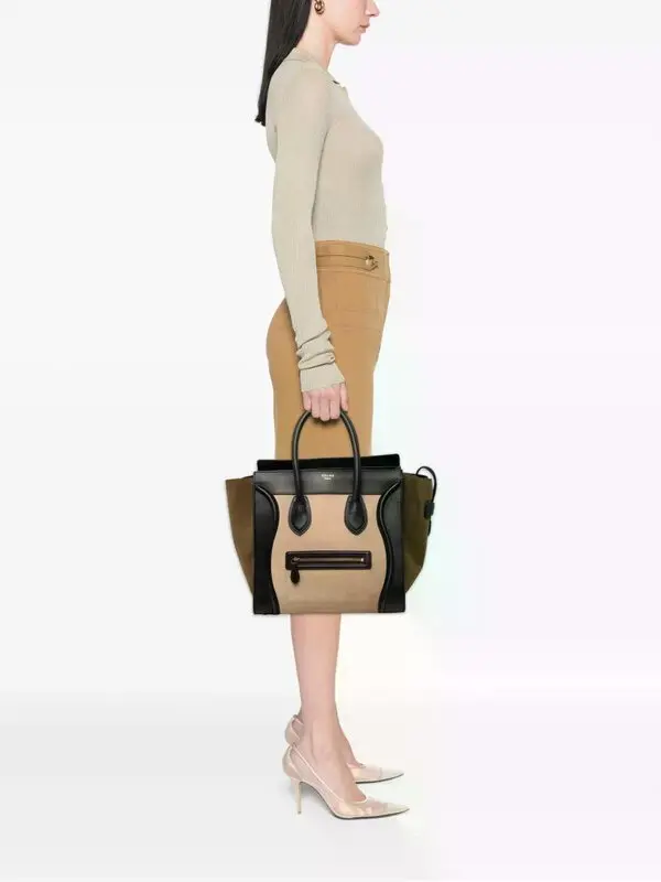 Celine 2012 Mini Tricolor Nubuck And Calfskin Luggage Tote Bag