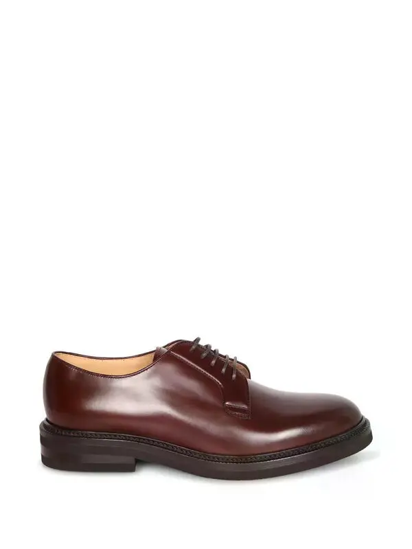Brunello Cucinelli Lace-up Leather Derby Shoes - Brown
