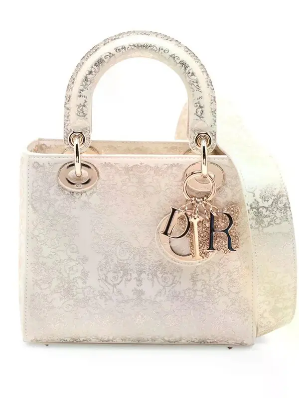 Dior 2015-2026 Small Calfskin Butterfly Lady Satchel - Neutrals