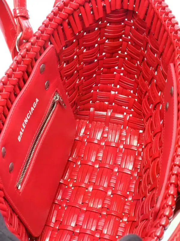 Balenciaga 2015-2026 Faux Leather Bistro Panier Xs Satchel - Red