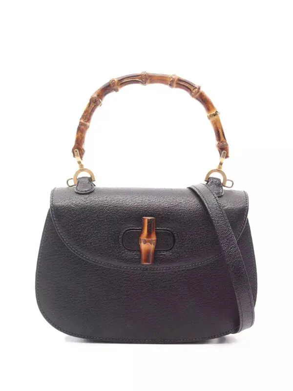 Gucci 1990-2010 Small Calfskin Bamboo Night Satchel - Black