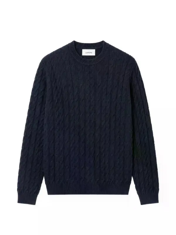 LARDINI Cable-knit Crew-neck Wool Sweater - Blue