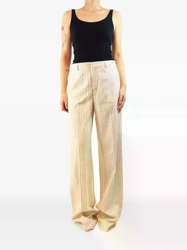 MAISON MARGIELA Pinstripe-logo Straight-leg Trousers
