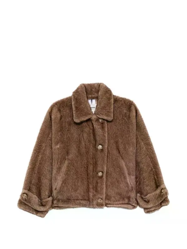 SWORD 6644 Button-up Faux-fur Jacket - Brown