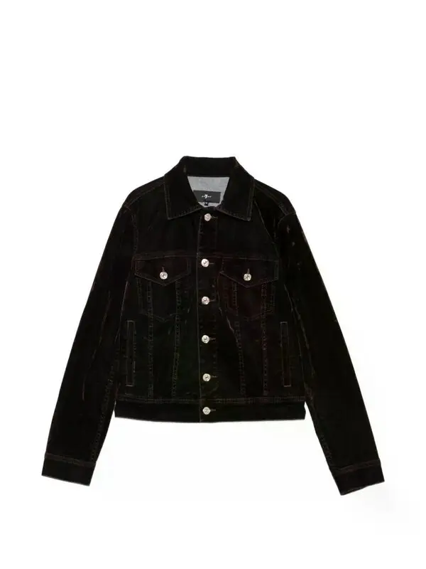 7 For All Mankind Velvet-effect Button-up Jacket - Brown