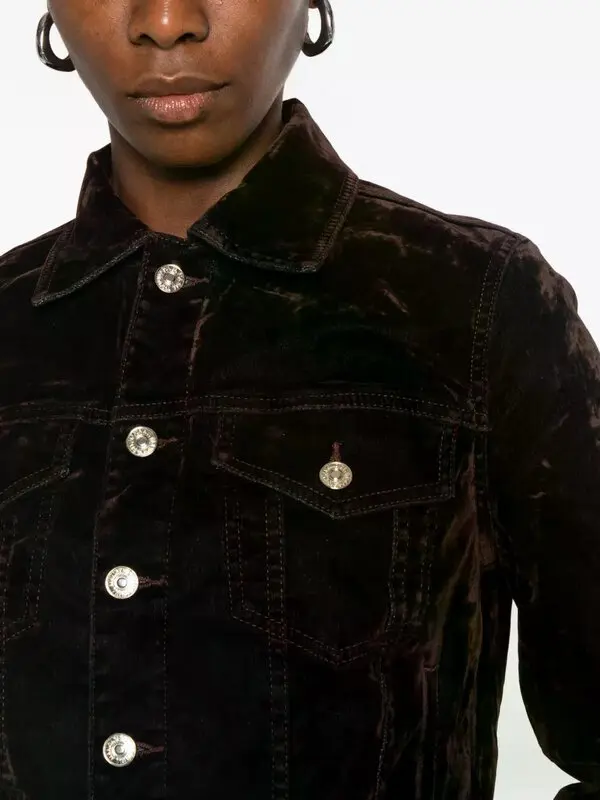 7 For All Mankind Velvet-effect Button-up Jacket