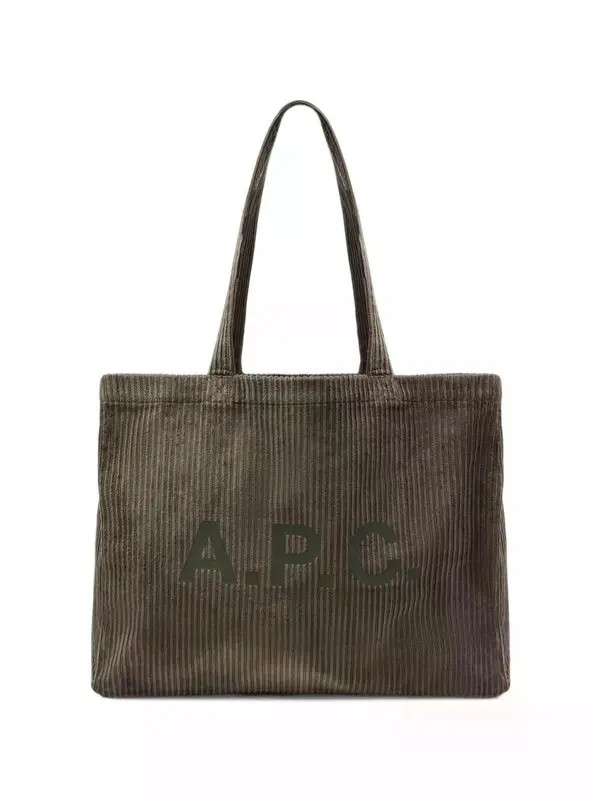 A.p.c. Corduroy Logo-print Tote Bag - Brown