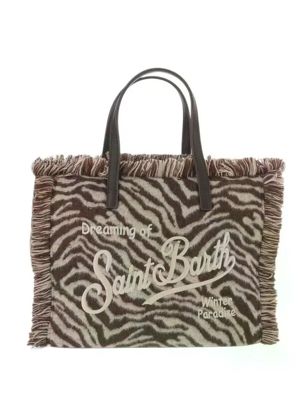 MC2 SAINT BARTH Colette Animal-print Fringed Tote Bag - Brown
