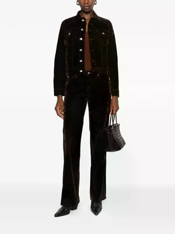 7 For All Mankind Velvet-effect Straight-leg Trousers