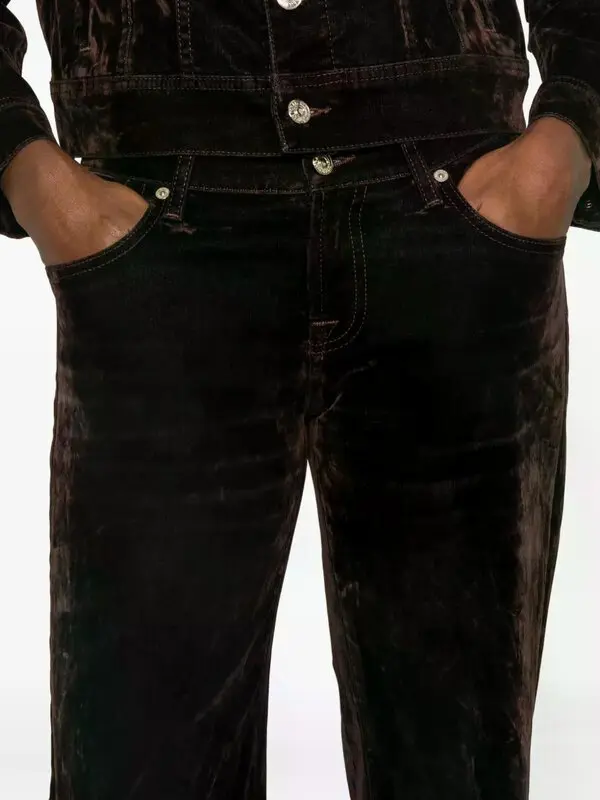 7 For All Mankind Velvet-effect Straight-leg Trousers