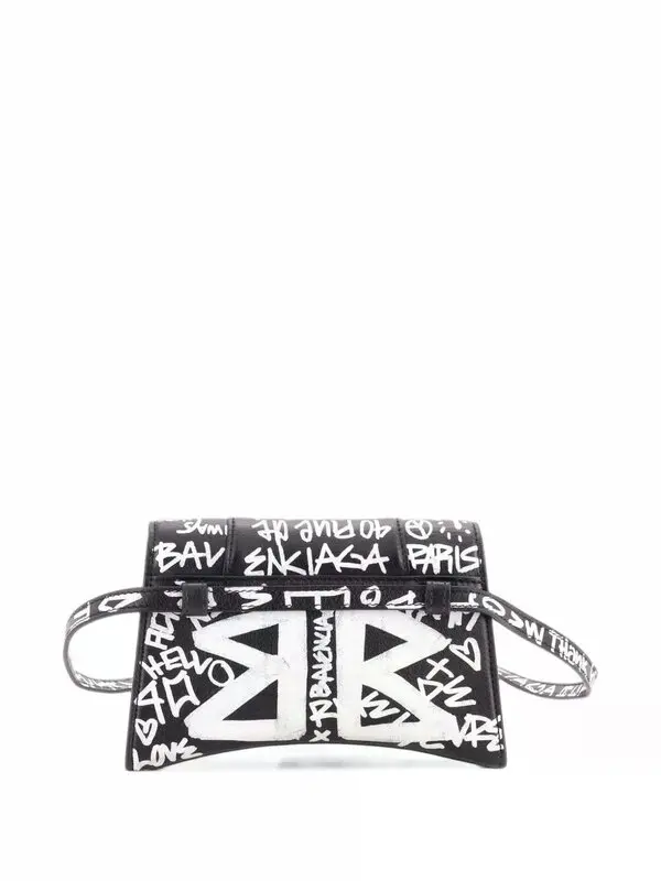 Balenciaga Hourglass Printed Leather Xs Belt Bag - Black