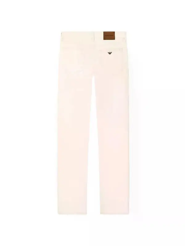 Emporio Armani Five-pocket Cotton Denim Jeans With A Zip And Leather Patch