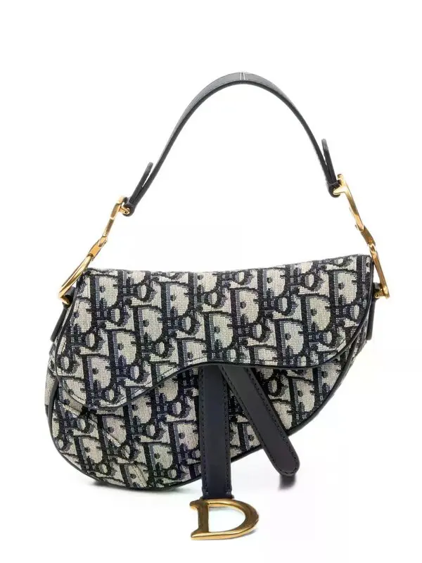 Dior Mini Saddle Logo-patterned Shoulder Bag - Blue