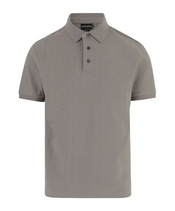 Emporio Armani Monogram Textured Polo Shirt - Grey
