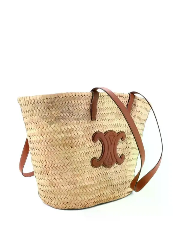 Celine Triomphe Basket Raffia With Leather Large Shoulder Bag