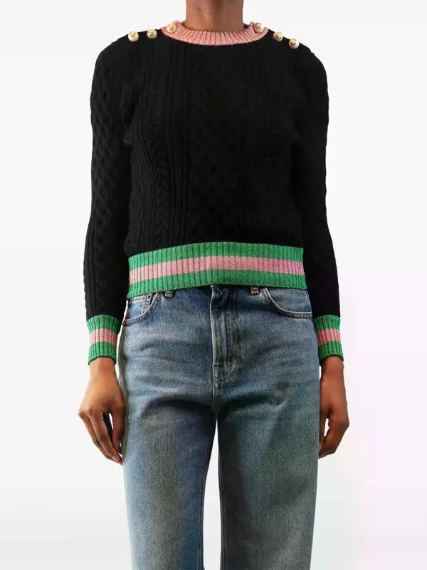 Gucci Cable-knit Button-detail Sweater - Black