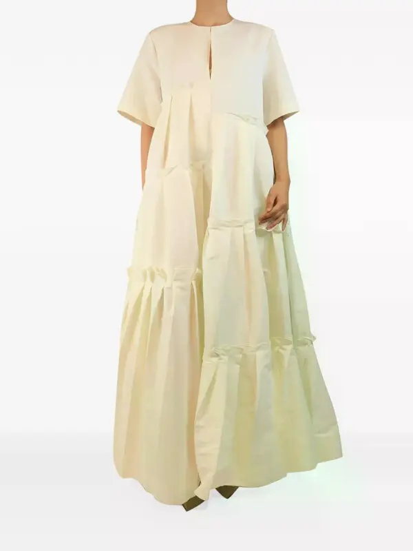 Maison Rabih Kayrouz Tiered Ruffle Maxi Gown Dress - Neutrals