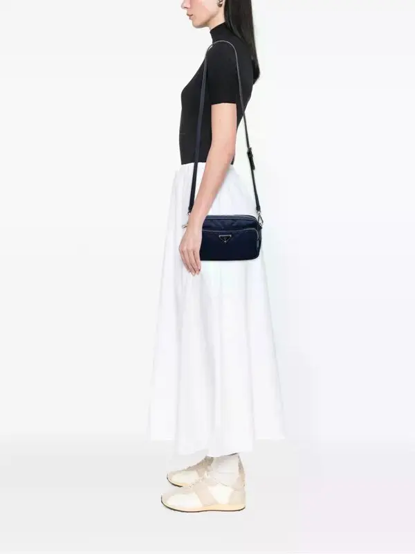 Prada 2013-2026 Saffiano Trimmed Tessuto Camera Bag Crossbody Bag