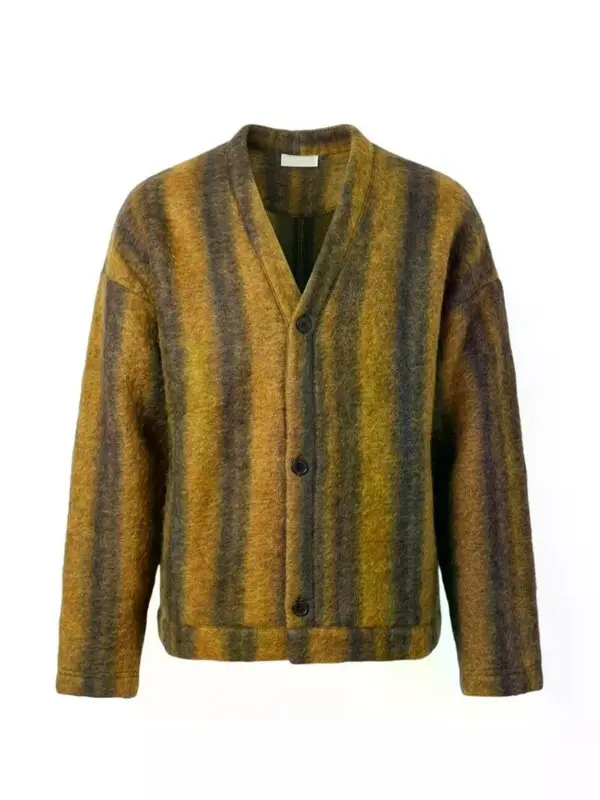 MOOD-ONE Striped Brushed-finish Cardigan - Brown