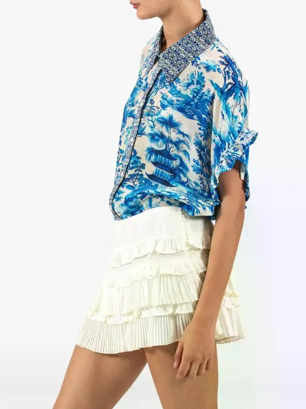 SARACO Graphic-print Ruffle-trim Shirt
