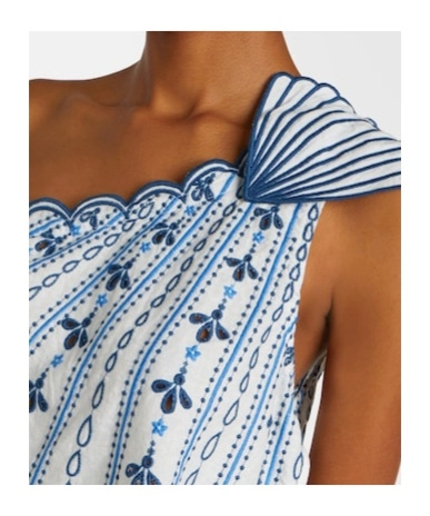 Farm Rio One-shoulder Linen-blend Top