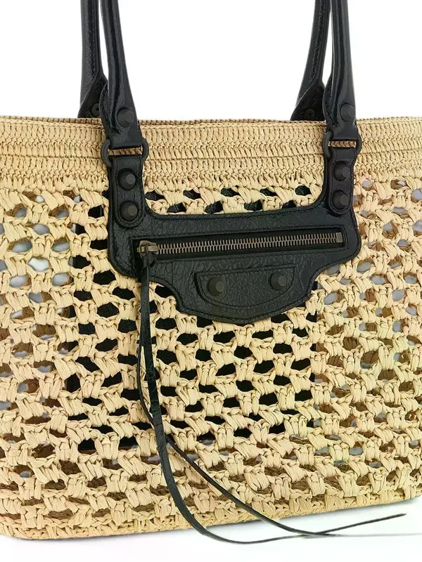Balenciaga Le City Basket Medium In Natural/black Bag